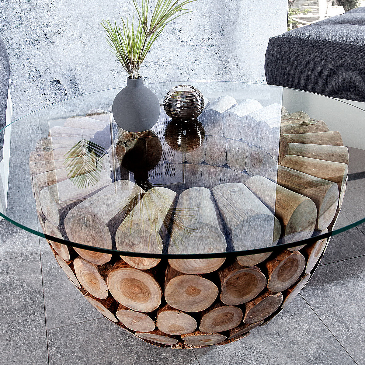 Konferenčný stôl 37442 Ø70cm Drevo Teak